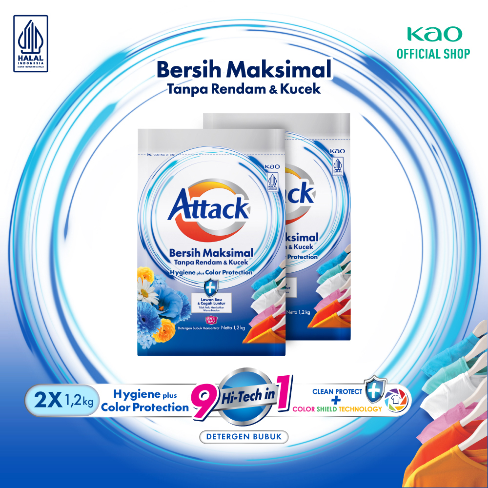 Promo Attack Hygiene Plus Deterjen Bubuk Semua Jenis Mesin Cuci 1200gr [2 Pcs] - Sabun Cuci Baju ...