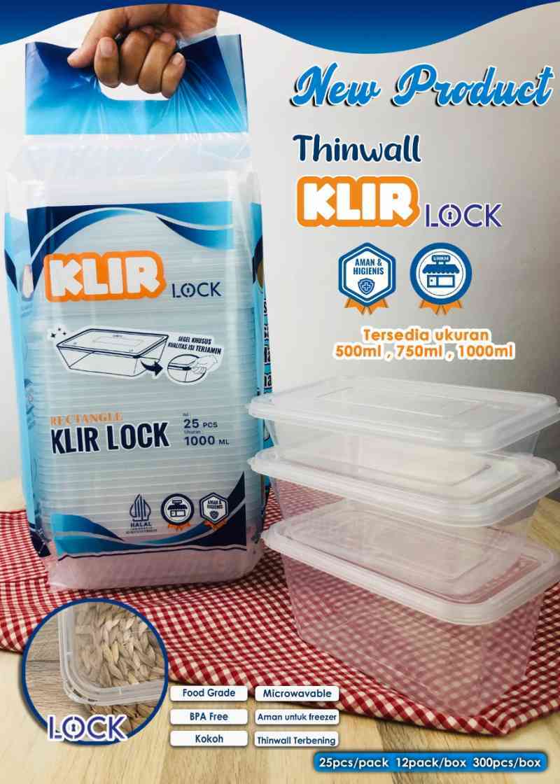 Jual Thinwall Klir Rectangle Lock 500ml @25 Pcs / Kotak Plastik / Kotak ...
