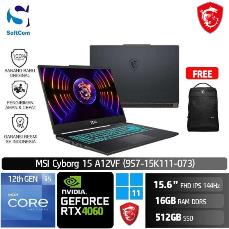 Promo Msi Cyborg 15 A12vf 073 Laptop Gaming [core I5-12450h/16gb/512gb ...