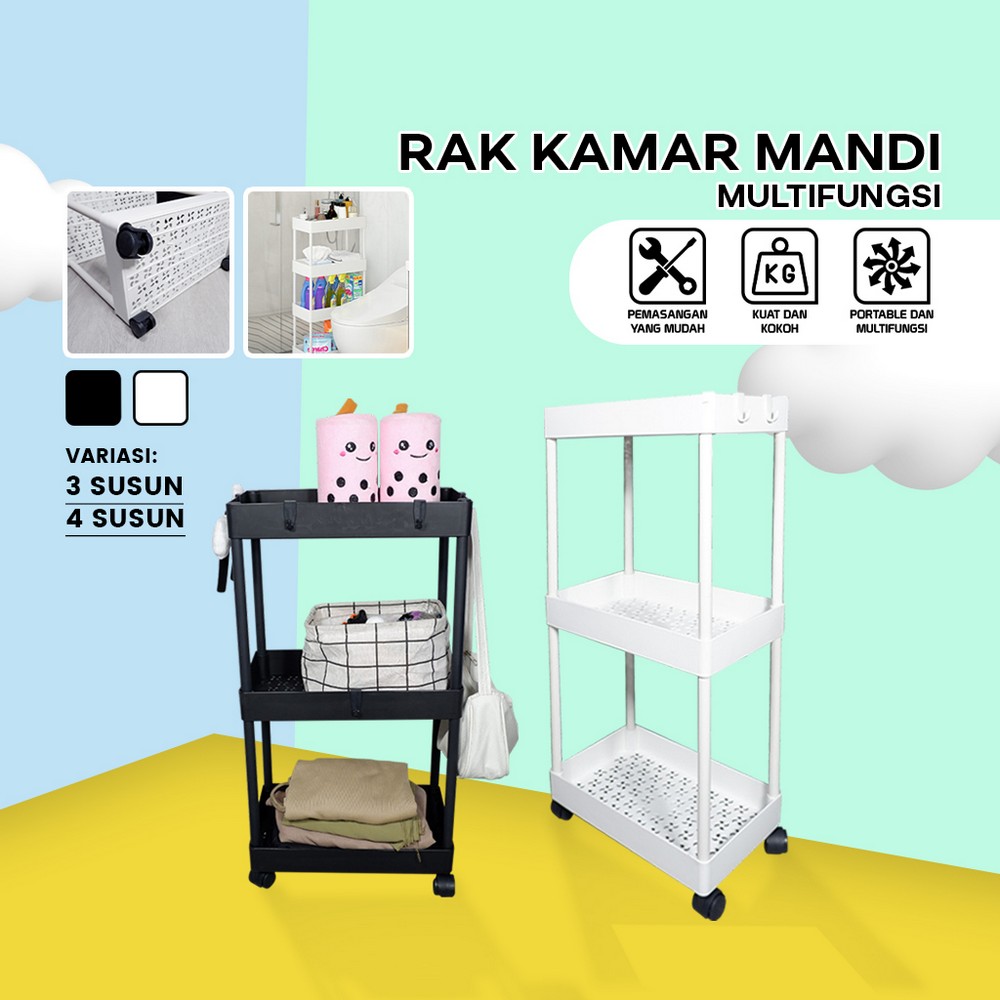 Promo ONE-C802 Rak Susun Serbaguna 4 Tingkat Dengan Roda Bahan Plastik ...