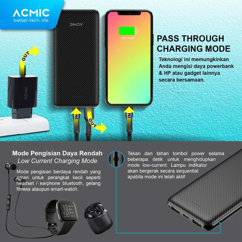Promo ACMIC C10PRO Slim 10000mAh AiCharge Power Bank (QC4 + PD + VOOC) - C10Pro No Kabel Diskon ...