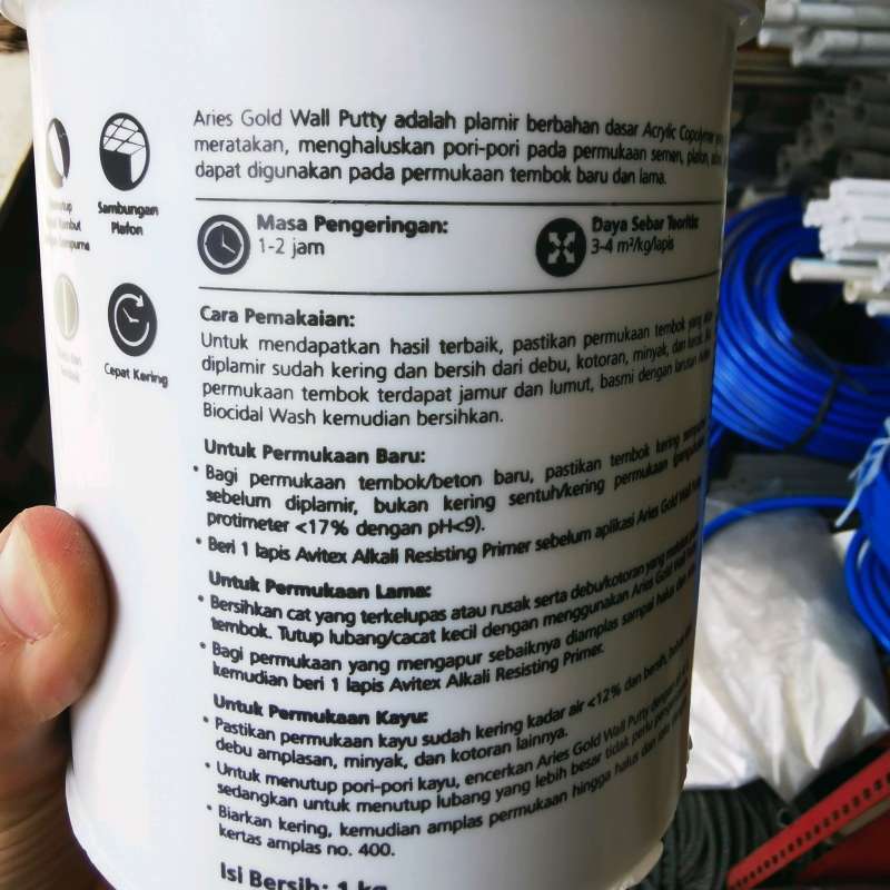 Jual Aries Gold Wall Putty, Plamir Kayu Dan Tembok 1kg Dari Avian Brand ...