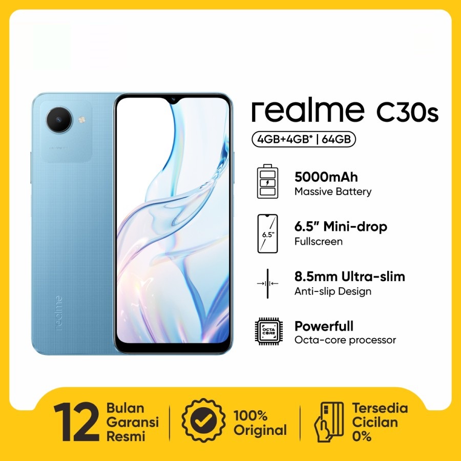 Jual Realme C30s 4+4gb*/64gb - 5000mah Battery | Octa Core Processor ...