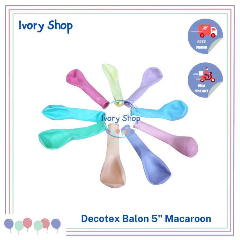 Jual Balon Latex 5 Inch Decotex 5 Macaron Pastel 1 Pak Isi 100 Pastel ...