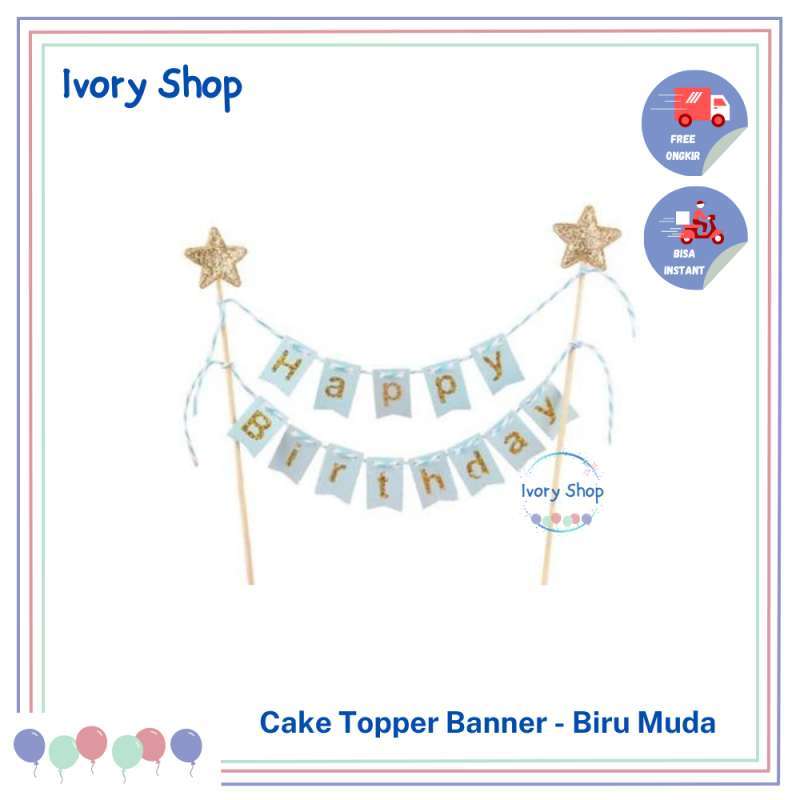 Jual Cake Topper Kue Ulang Tahun Bentuk Banner Happy Birthday Tali Di ...