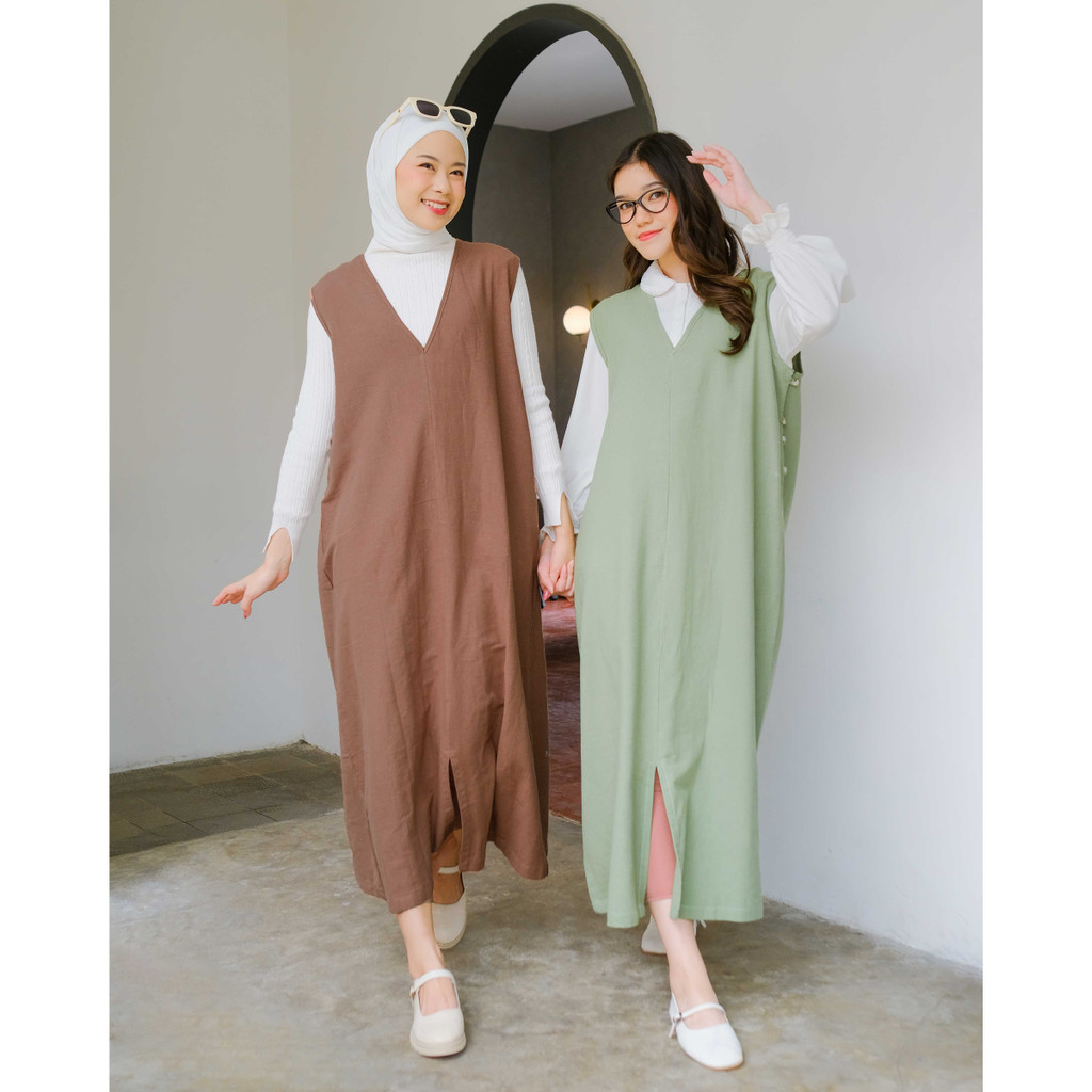 Jual Mayoutfit Bellava Overalldress | Linen Dress Overall Wanita di ...