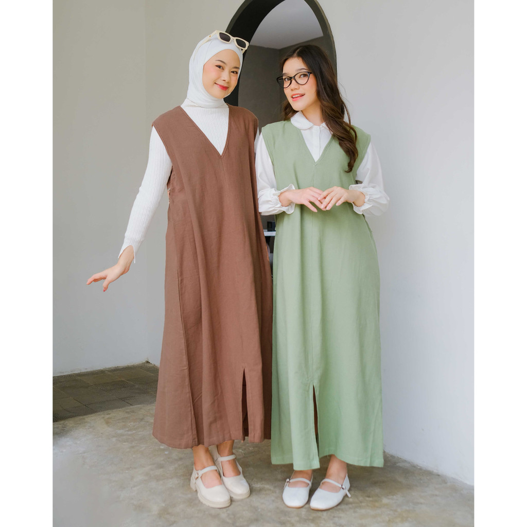 Jual Mayoutfit Bellava Overalldress | Linen Dress Overall Wanita di ...