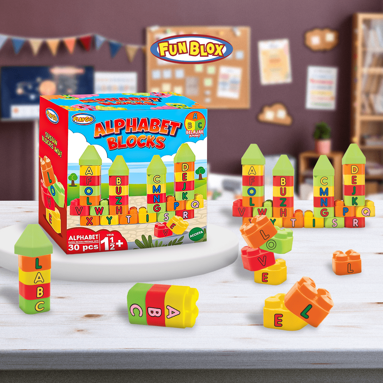 Promo Playgo Alphabet Blocks Mainan Balok Susun Huruf Anak Belajar ...