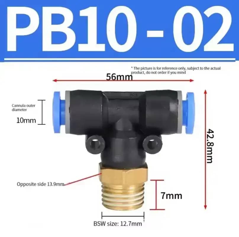 Jual Pb 10-02 Fitting Pneumatic Tee 10mm Ke Drat Luar 1/4 Inch Di ...