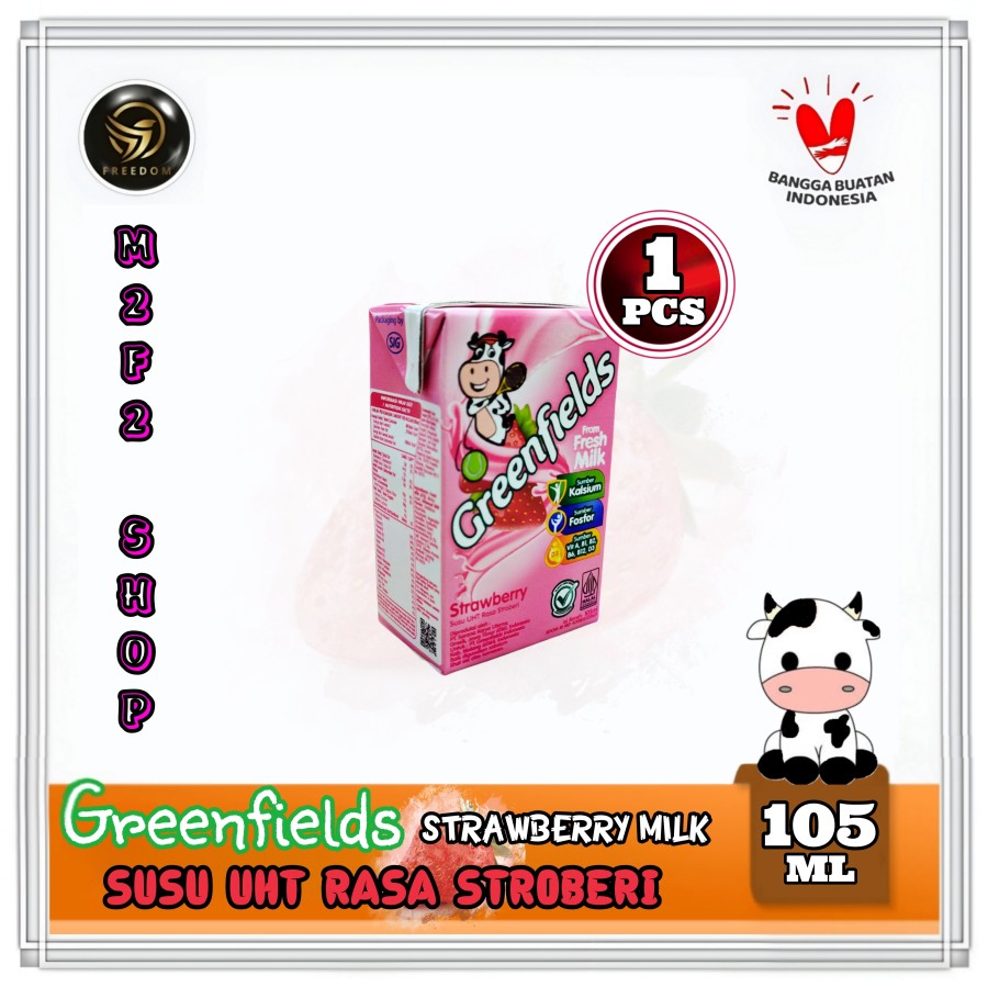 Promo Greenfields Susu Kotak UHT Strawberry Milk | Stroberi - 105 ml ...