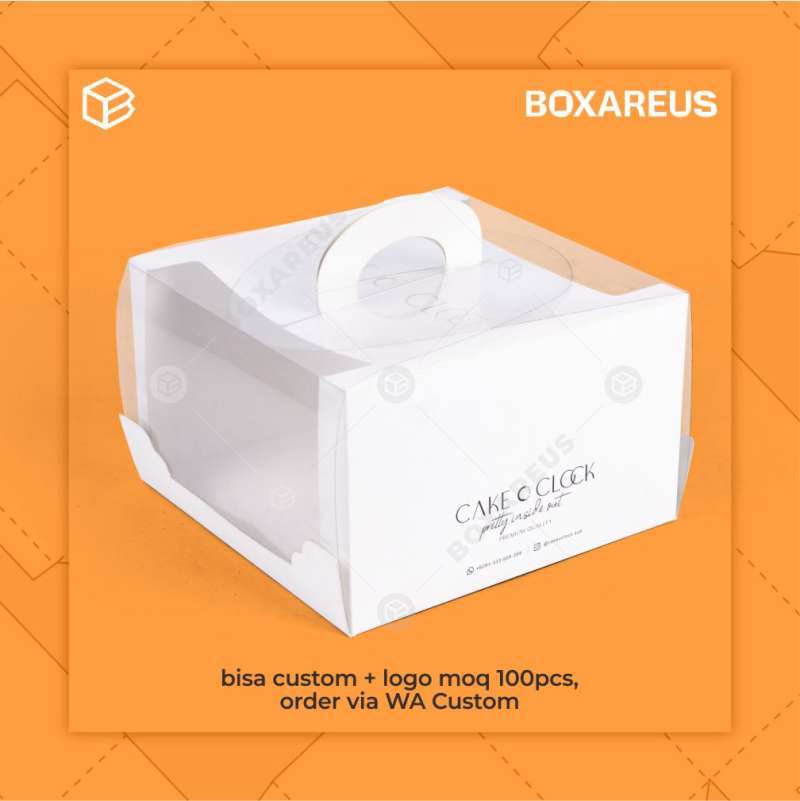 Jual Box Mika Kotak Kue Cake Packaging Transparan Dus Handle | 42012 ...