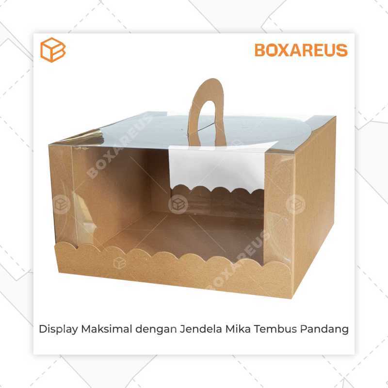 Jual Box Mika Kotak Kue Cake Packaging Transparan Dus Handle Bening ...