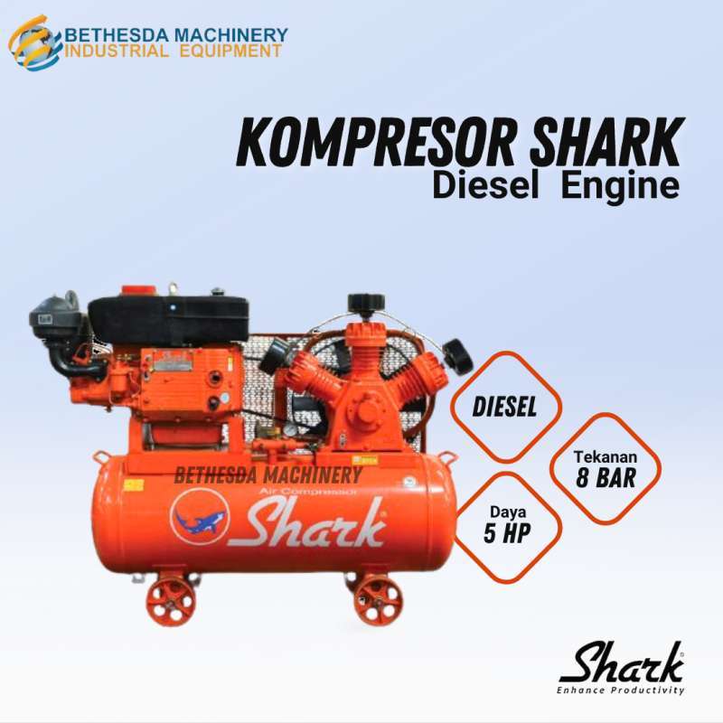 Jual Kompresor Angin/udara 5 Hp Diesel R180 Solar /shark Air Compressor ...