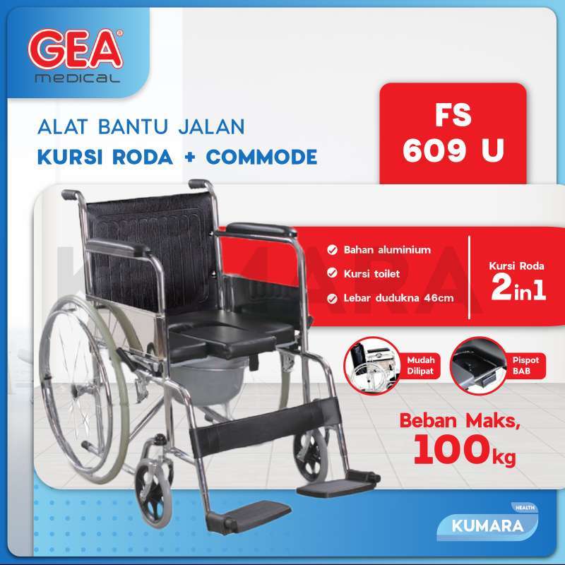 Jual Gea - Kursi Roda 2in1 + Commode Chair Fs 609 U / Alat Bantu Jalan ...