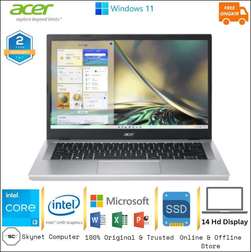 Promo ACER ASPIRE 3 SLIM A314 INTEL CORE i3 N305 OCTACORE RAM8GB ...
