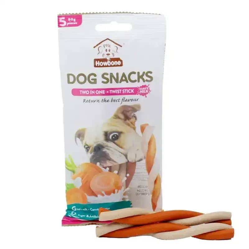 Jual Howbone Dog Snack Goats Milk + Carrot Twist Stick 80gr Cemilan ...