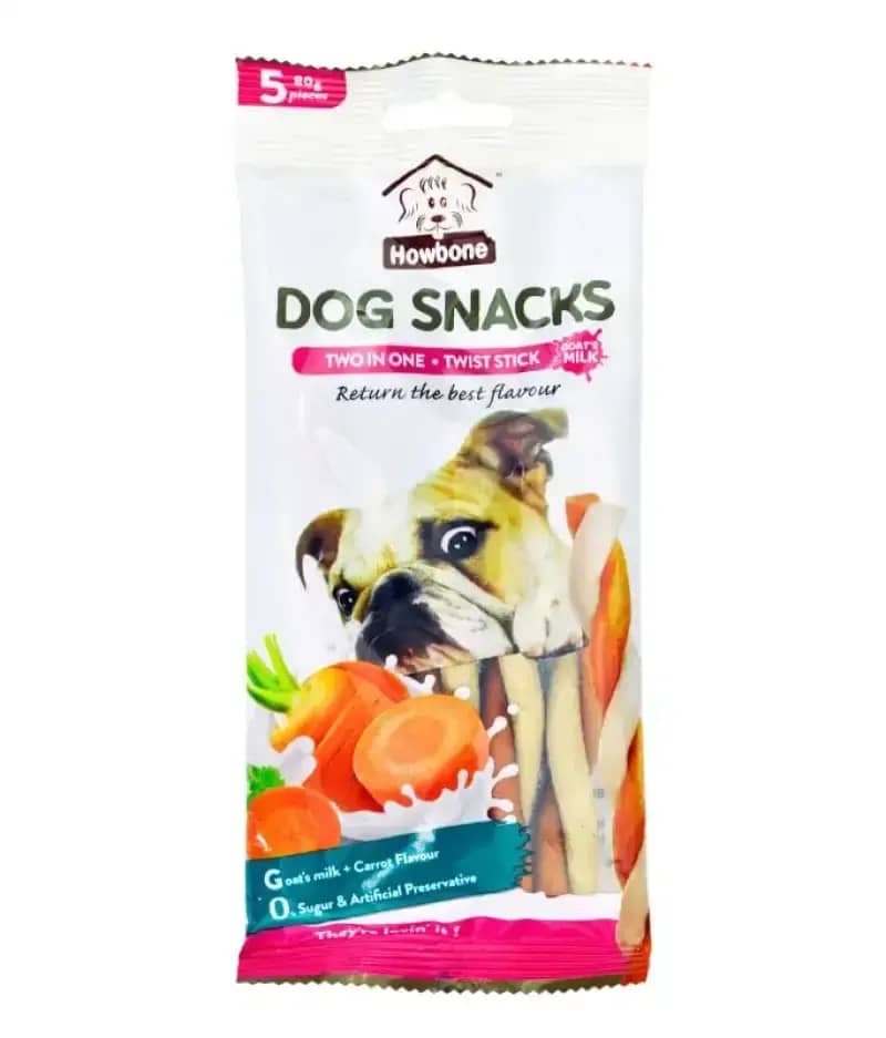 Jual Howbone Dog Snack Goats Milk + Carrot Twist Stick 80gr Cemilan ...