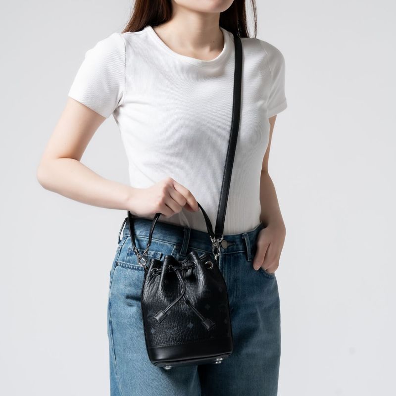 Promo Mcm Mini Dessau Drawstring Bag In Visetos Black Diskon 31% Di ...