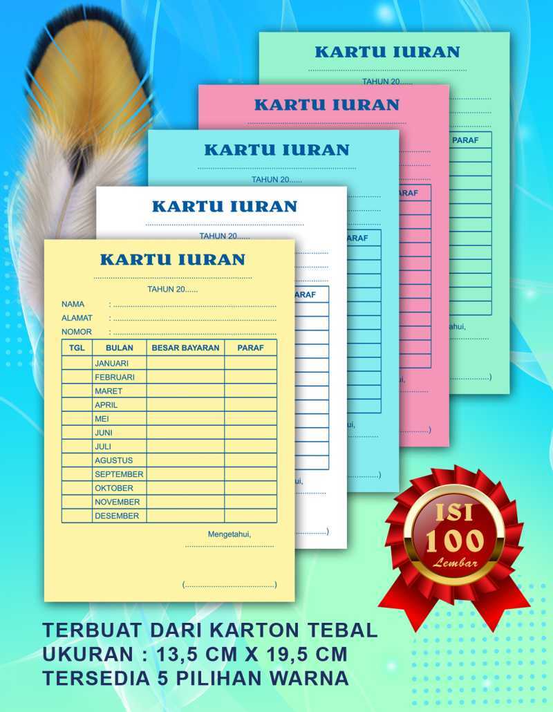 Jual Kartu Iuran Warga, Kartu Iuran Keamanan, Kartu Iuran Rt, Kartu Iuran Lungkungan Di Seller ...