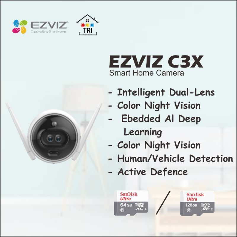 Promo Ezviz IP Camera C3X Dual Lens Outdoor Built in AI Color Night Vision Diskon 37% di Seller ...