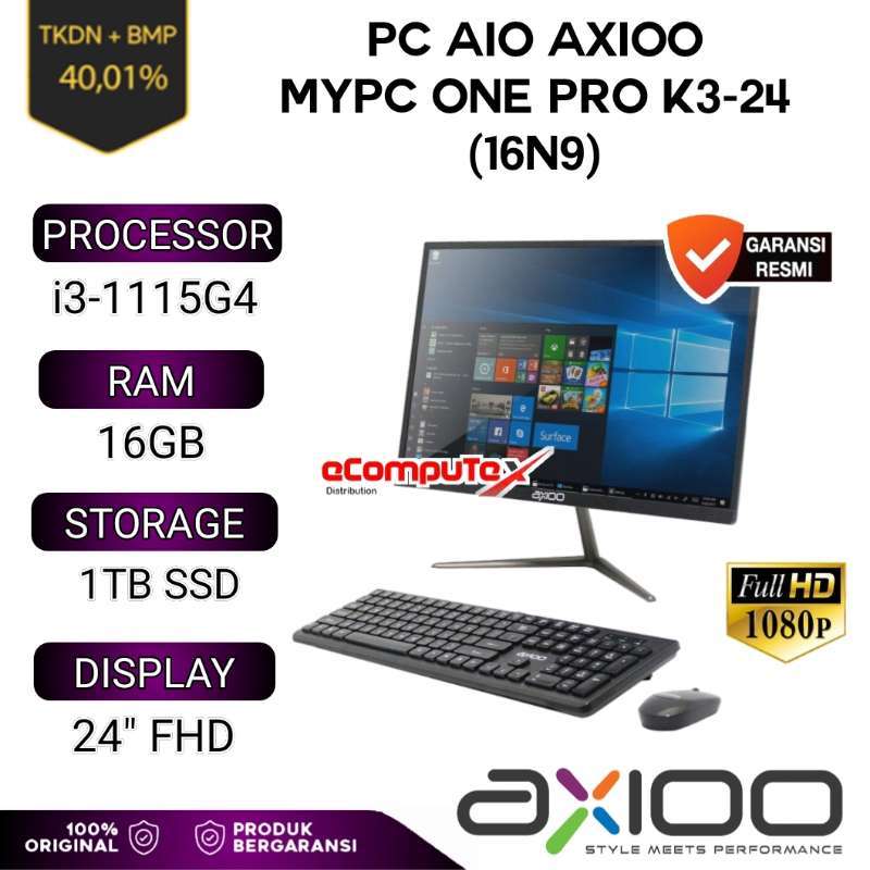 Jual Pc Aio Axioo Mypc One Pro K3 (16n9-24) K3-24 (16n9) Ram 16gb 1tb Nvme Core I3 24 Inch Tkdn ...