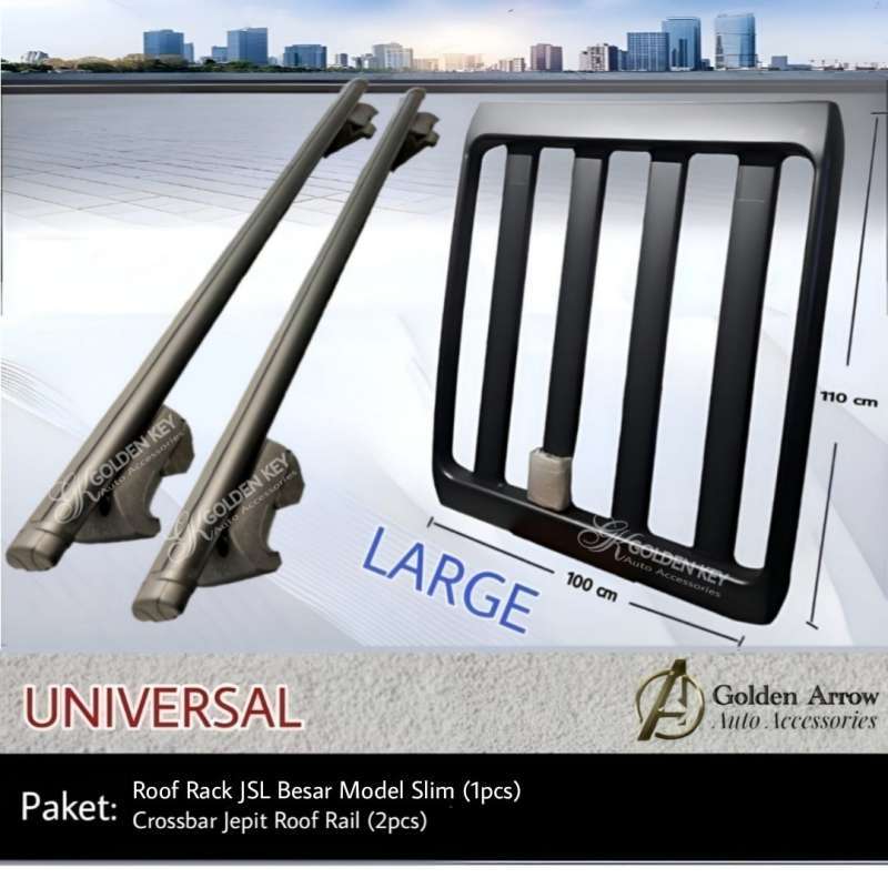 Jual PAKET Roof Rack JSL Model Slim + Crossbar Jepit Roof Rail Rak ...