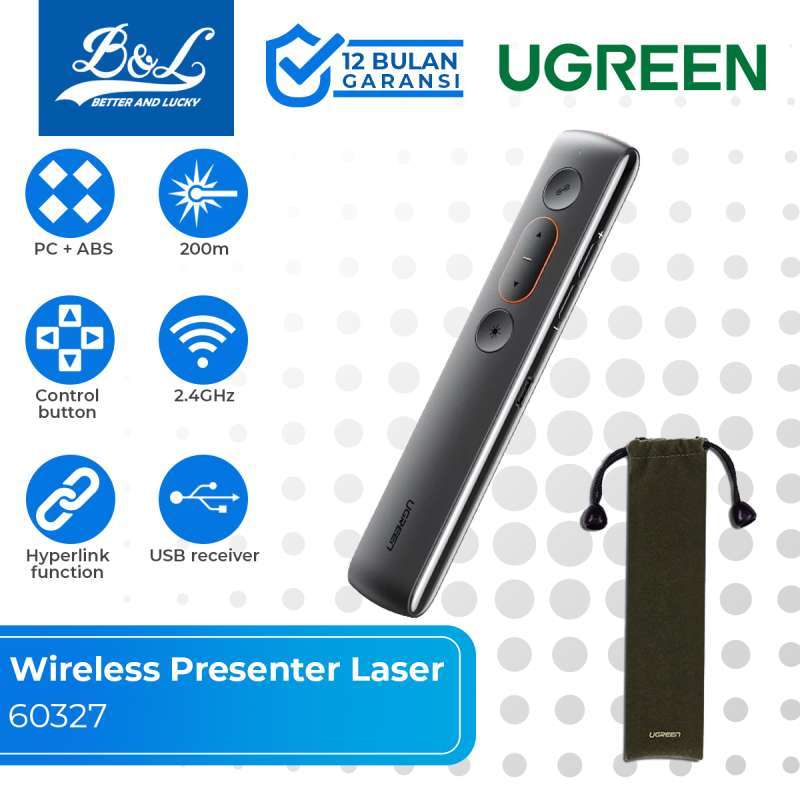 Promo UGREEN Wireless Presenter Pen Laser Pointer Remote Control RF2 ...