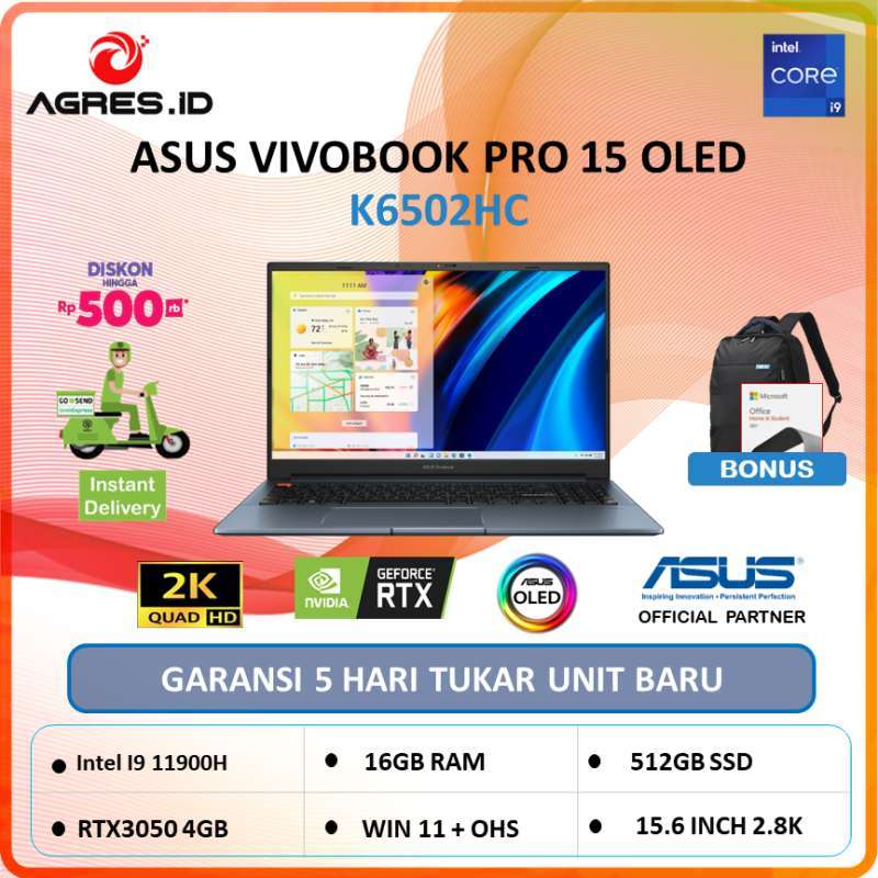 Jual Asus Vivobook Pro 15 Oled K6502hc - I9 11900h 16gb 512ssd Rtx3050 4gb Win11 Ohs 15.6 2.8k ...