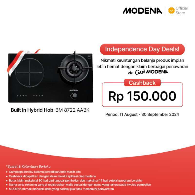Promo Modena Built-in Hybrid Hob - Bm 8722 Aabk Diskon 15% Di Seller ...
