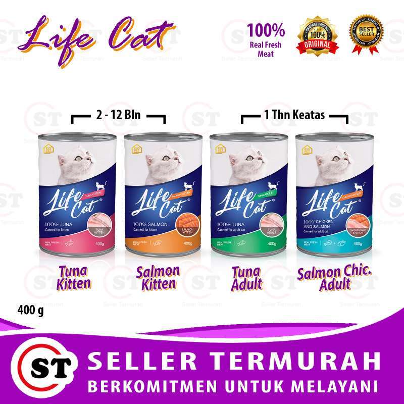 Promo Makanan Kucing Kaleng Life Cat Can Kitten Tuna 400gr Diskon 18% ...