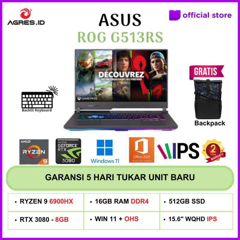 Jual ASUS ROG STRIX G15 G513RS R938G6T011 RTX3080 8GB RYZEN 9 6900HX ...