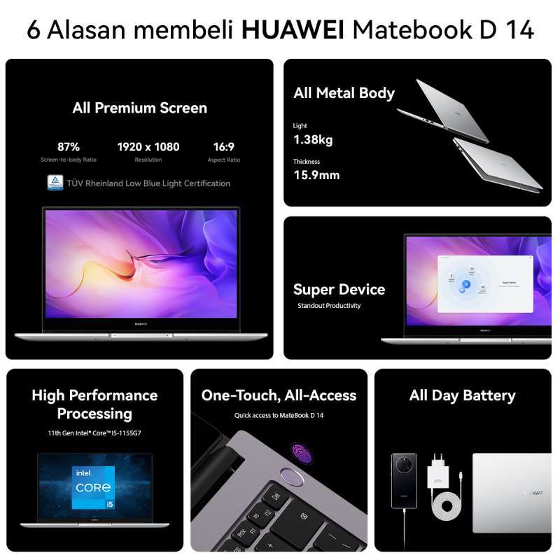 Jual Huawei Matebook D 14 I5-1155g7 | 8gb+512gb Ssd | Win11 Laptop ...