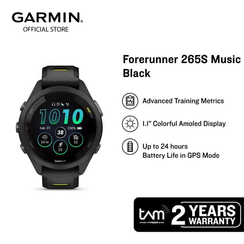 Jual Garmin Forerunner 265s Music - Black Di Seller Garmin Official ...