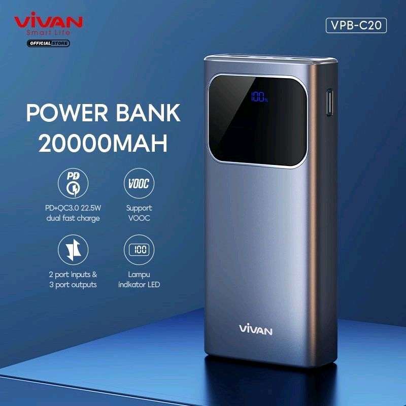 Jual Vivan Vpb-c20 22.5w Powerbank 20.000mah Pd+qc3.0 Vooc Fast ...