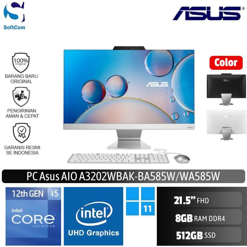 Promo Pc Asus Aio A3202wbak Ba585w Wa585w Desktop Pc [core I5 1235u/8gb/512gb Ssd/21.5 Fhd/win ...