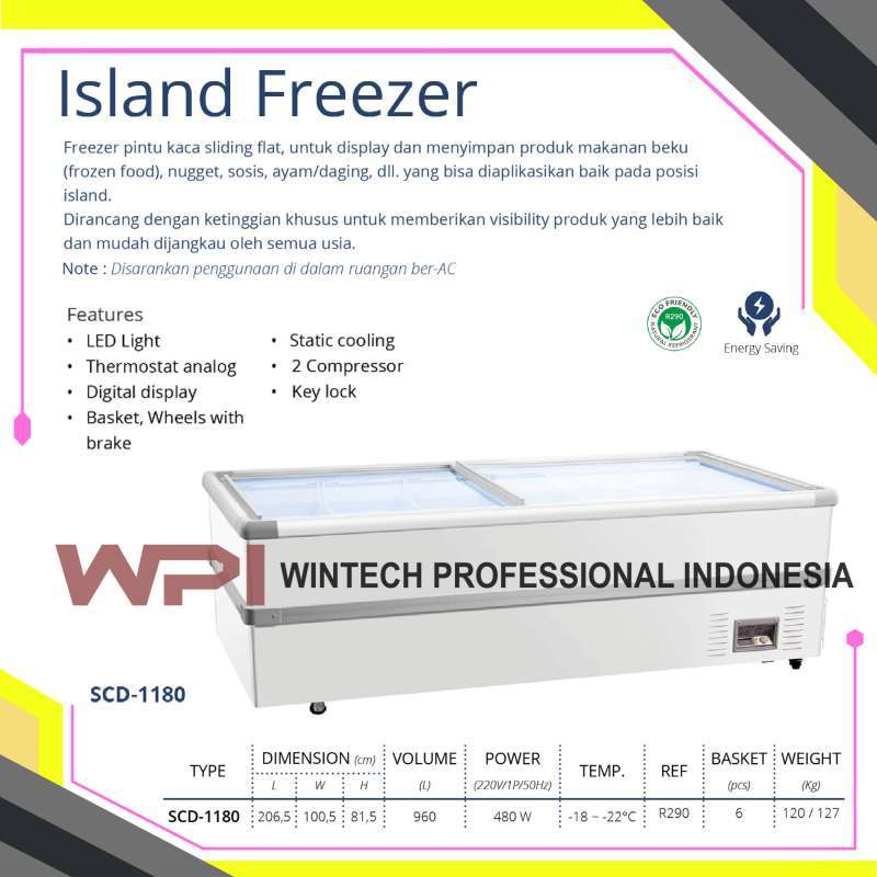 Jual Gea Scd-1180 Island Freezer - Freezer Pembeku Pintu Kaca Datar ...