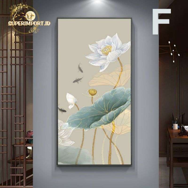 Jual CRYSTAL DIAMOND PORCELAIN PAINTING Lukisan Ikan Lotus Bunga ...