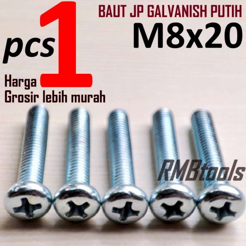 Jual M8x20 Baut Jp Pentol Pan Machine Screw Obeng Plus Galvanis M8 Di ...