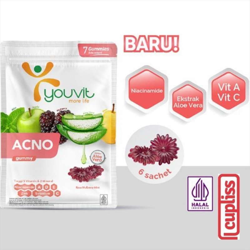 Promo Youvit Multivitamin Gummy Acno 7 Days Untuk Jerawat Diskon 1% Di Seller Cupliss ...