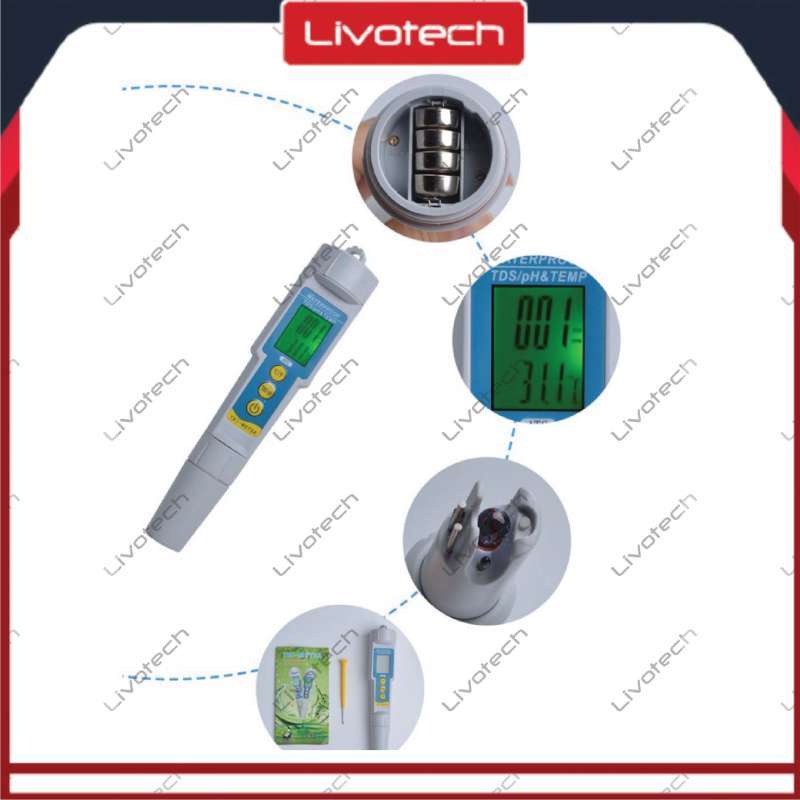 Jual Alat Ukur Suhu Asam ppm pH TDS Temp Meter Waterproof Backlight 3 ...