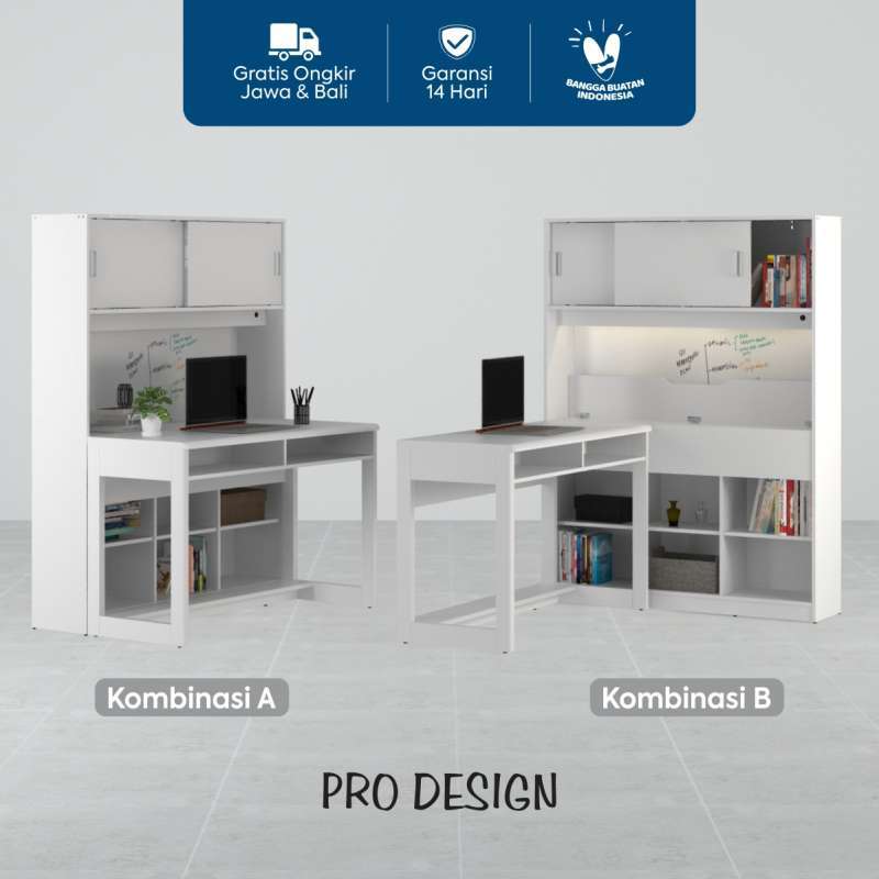 Promo Pro Design Shuri Meja Kerja Dengan Rak Buku / Workstation Diskon ...