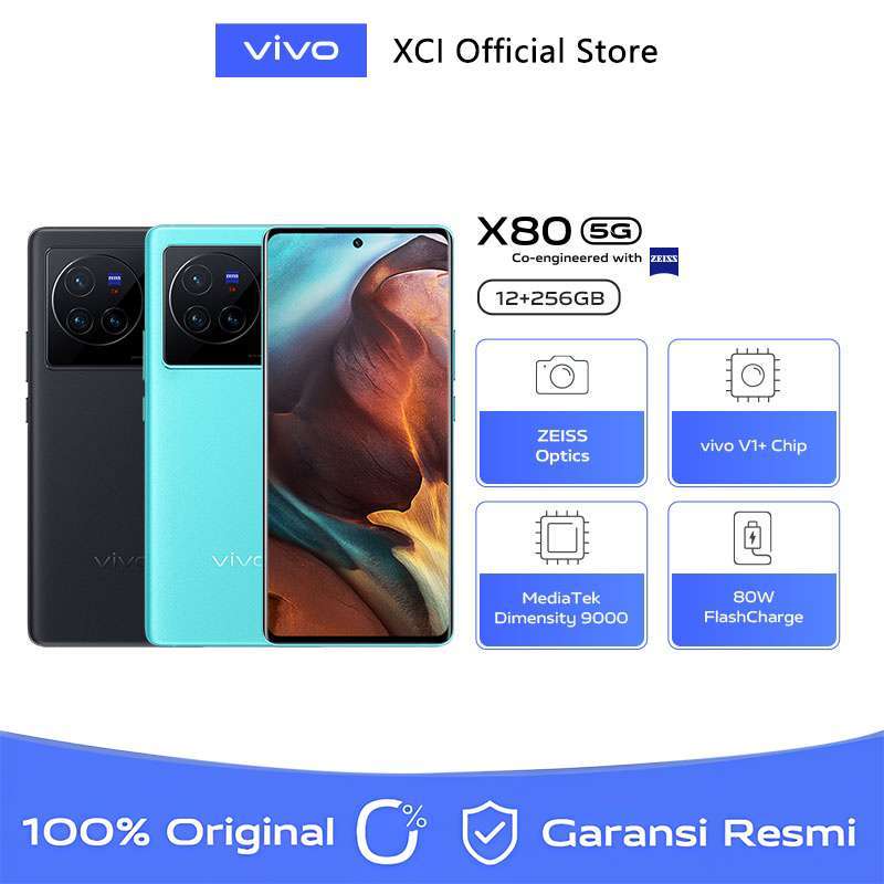 Promo vivo X80 5G 12/256GB Garansi Resmi 2022 terbaru 80W FlashCharge - X80 12/256 Cosmic Black ...