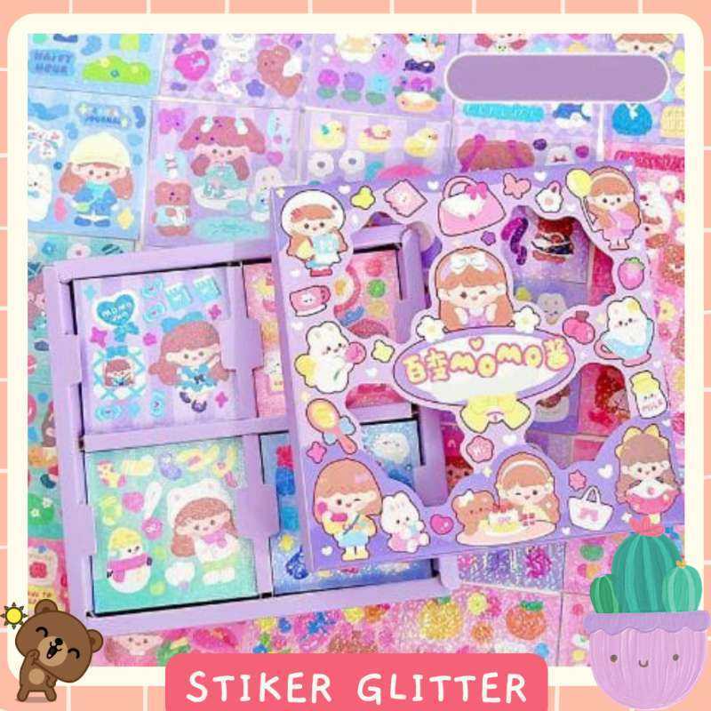 Jual Stiker Glitter Planner 1 Lembar Scrapbook Tempel Cute Aesthetic ...