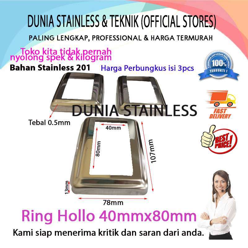 Jual Ring Hollo 4cm X 8cm /3pcs Di Seller Dunia Stainless Steel ...
