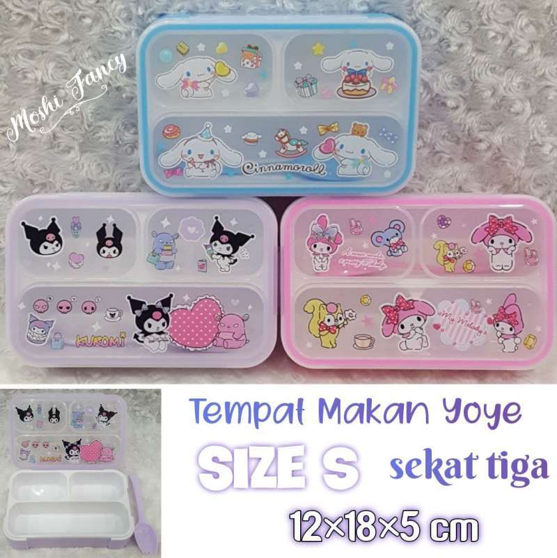 Jual Tempat Makan Yoye Sekat 3 / Tempat Makan Yoye Kecil Motif Kuromi ...