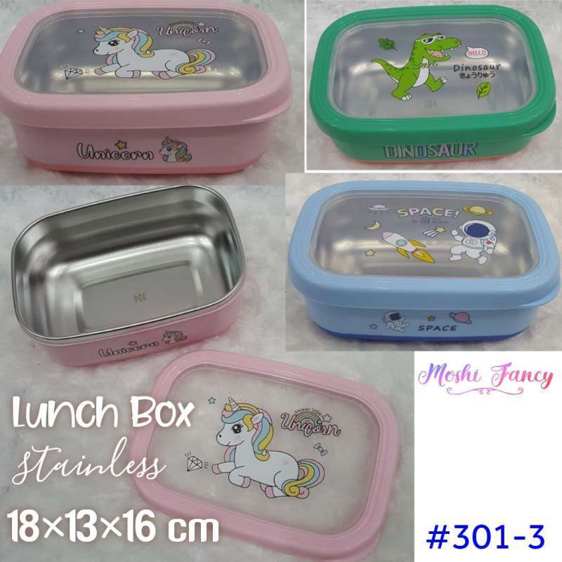 Jual Tempat Makan Karakter Stainless Unicorn Astronot Dan Dinosaurus / Box Makan Caracter ...