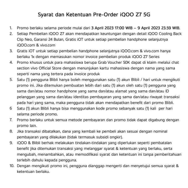 Jual [online Exclusive] Vivo Iqoo Z7 (12/256) - Snapdragon 782g, 120w Flashcharge + 5000mah ...