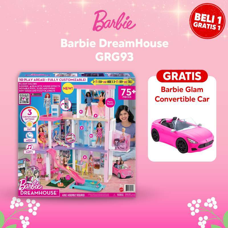 Jual Beli 1 Gratis 1 - Barbie Dreamhouse Dollhouse With Pool, Slide ...