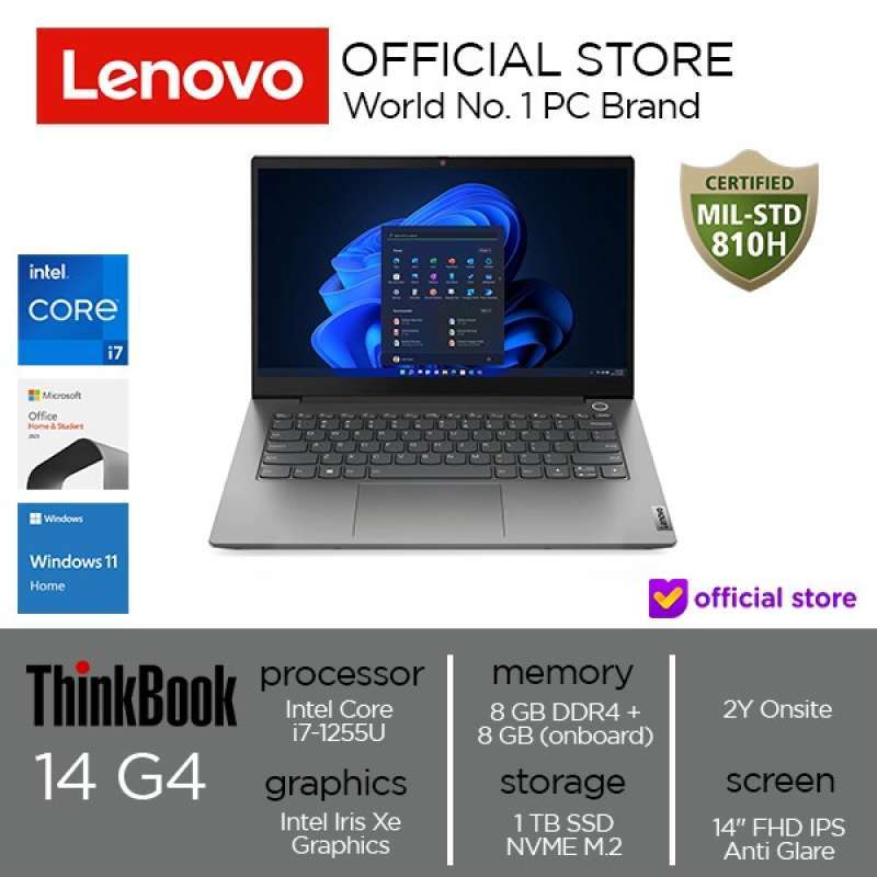 Promo Lenovo ThinkBook 14 G4 IAP LKID || Intel Core i7-1255U 16GB 1TB ...