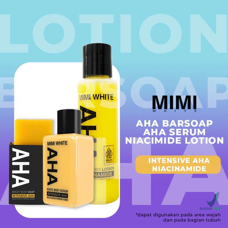 Jual Mimi White Aha Serum 30 Ml + Lotion 100 Ml + Bar Soap 70 Gr Di Seller Mimi White - Duri ...